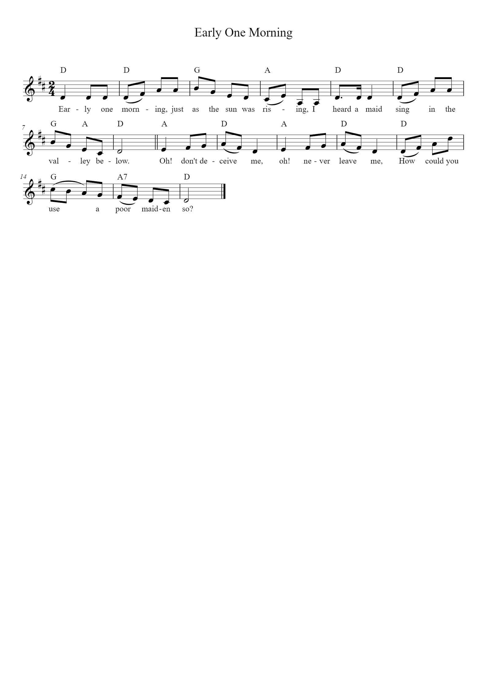 'Early One Morning' - Piano Sheet Music By anon. | TOPiano