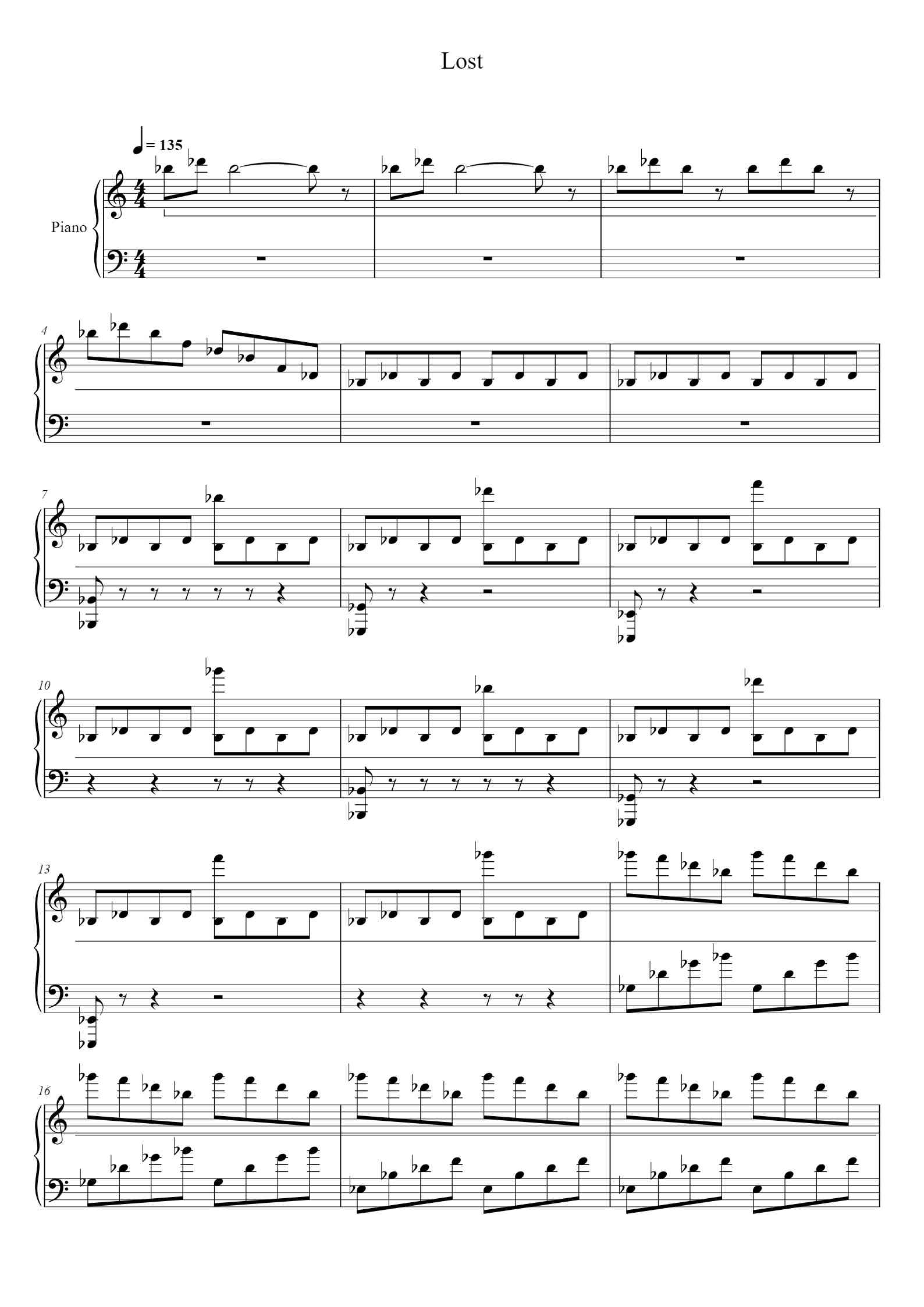 'Lost' - Piano Sheet Music By by Tony Ann arr. Hannan | TOPiano