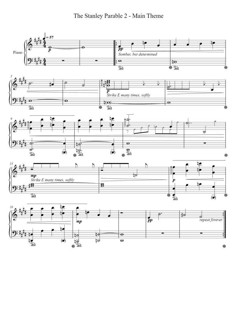 'The Stanley Parable 2 - Main Theme' - Piano Sheet Music By Tom Schley ...