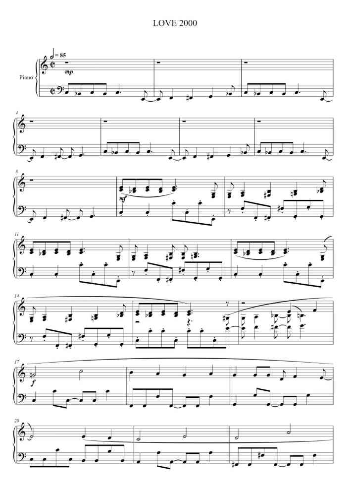 【钢琴】《败犬女主太多了！》ED1「LOVE 2000」钢琴谱 - 鎌田雅人 - free piano sheet music - PiaNoproblem