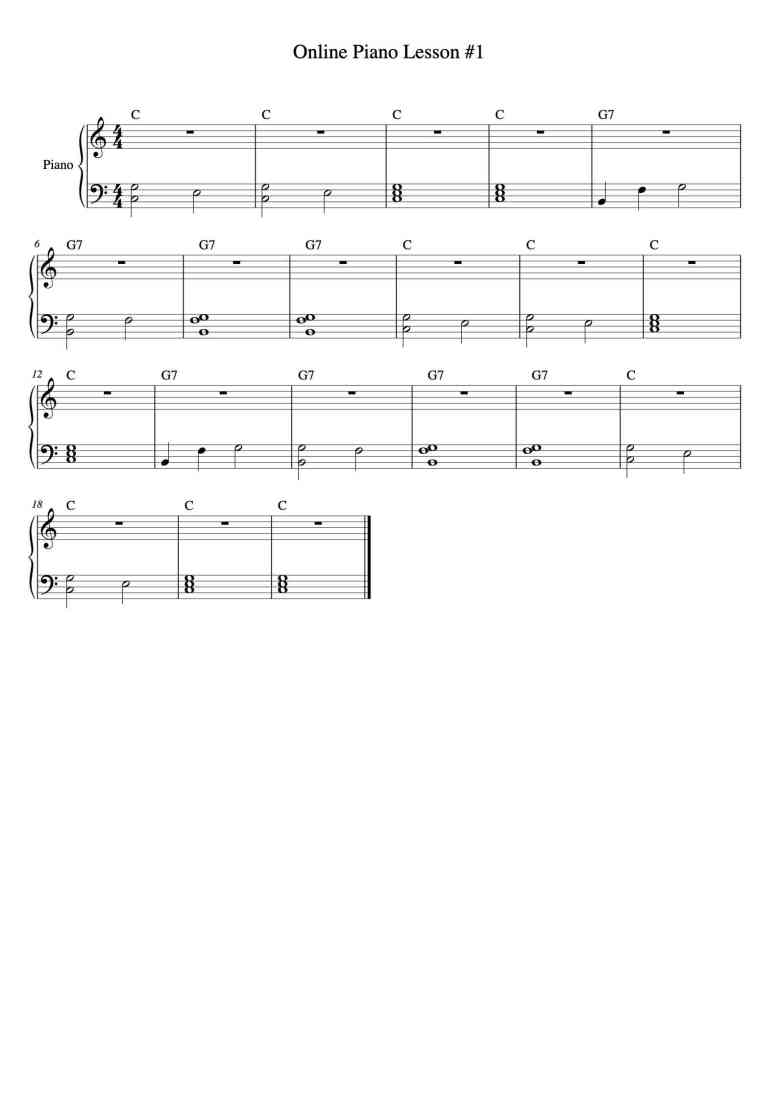 'Online Piano Lesson #1' - Piano Sheet Music By Guy G. Faux | TOPiano