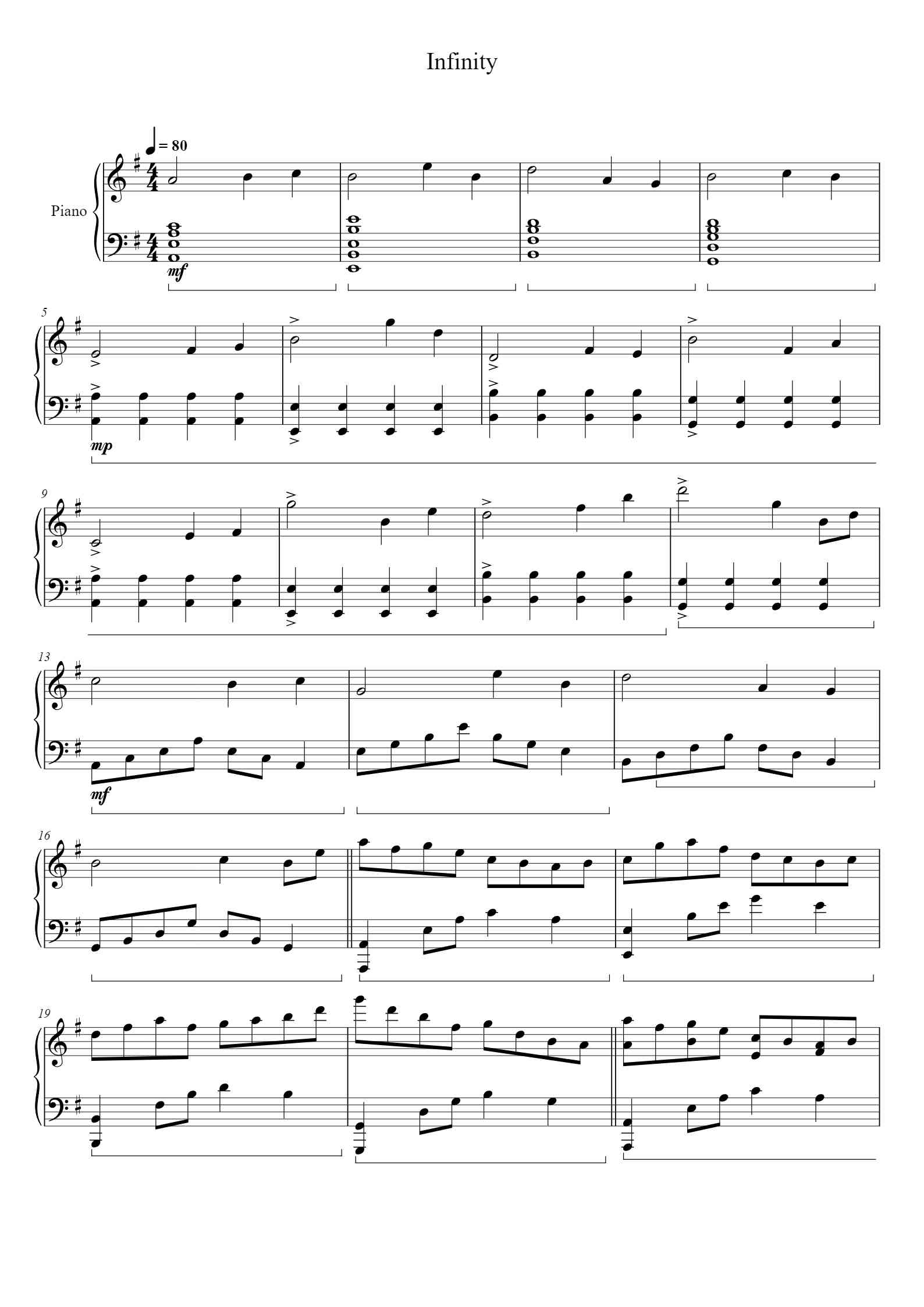 'Infinity' - Piano Sheet Music By xxx | TOPiano