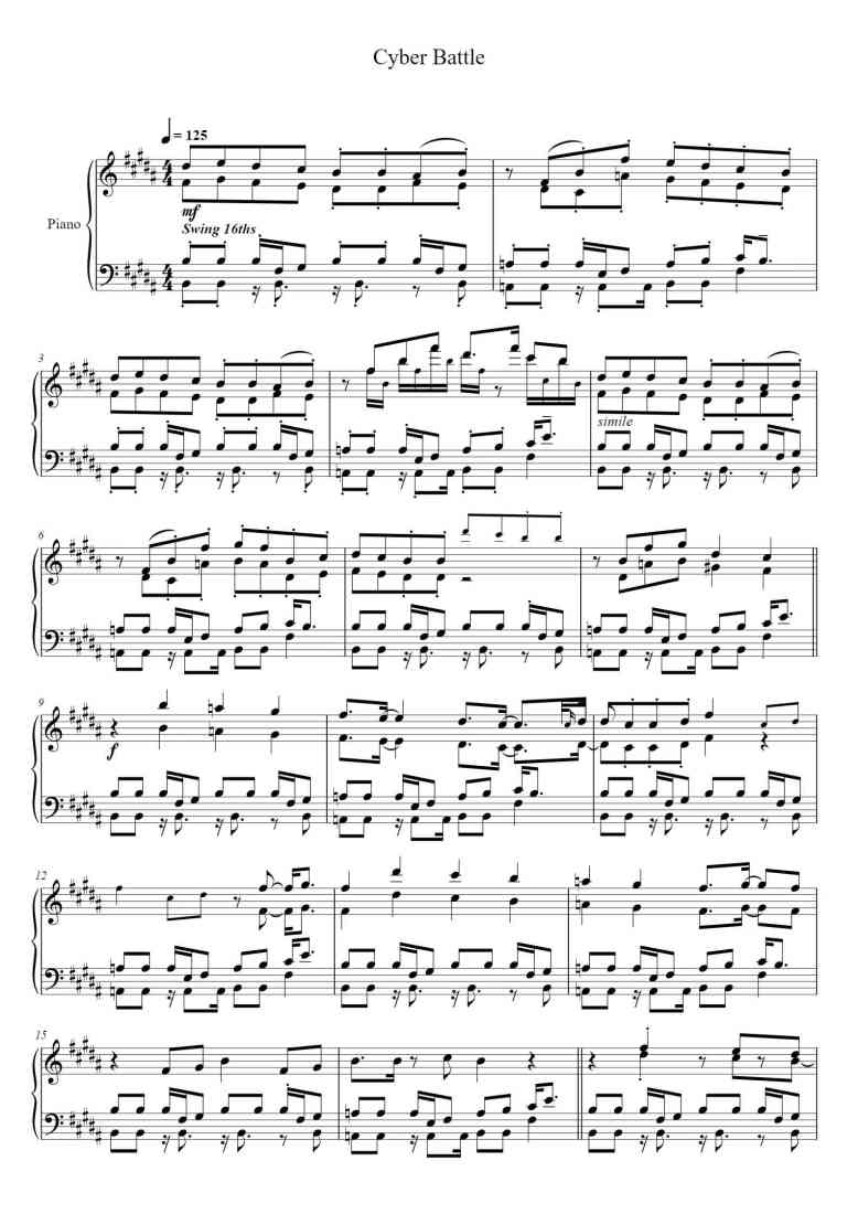 Cyber Battle (Solo) - DELTARUNE Chapter 2钢琴谱 - Composed by Toby Fox & Lena Raine Arranged by ...