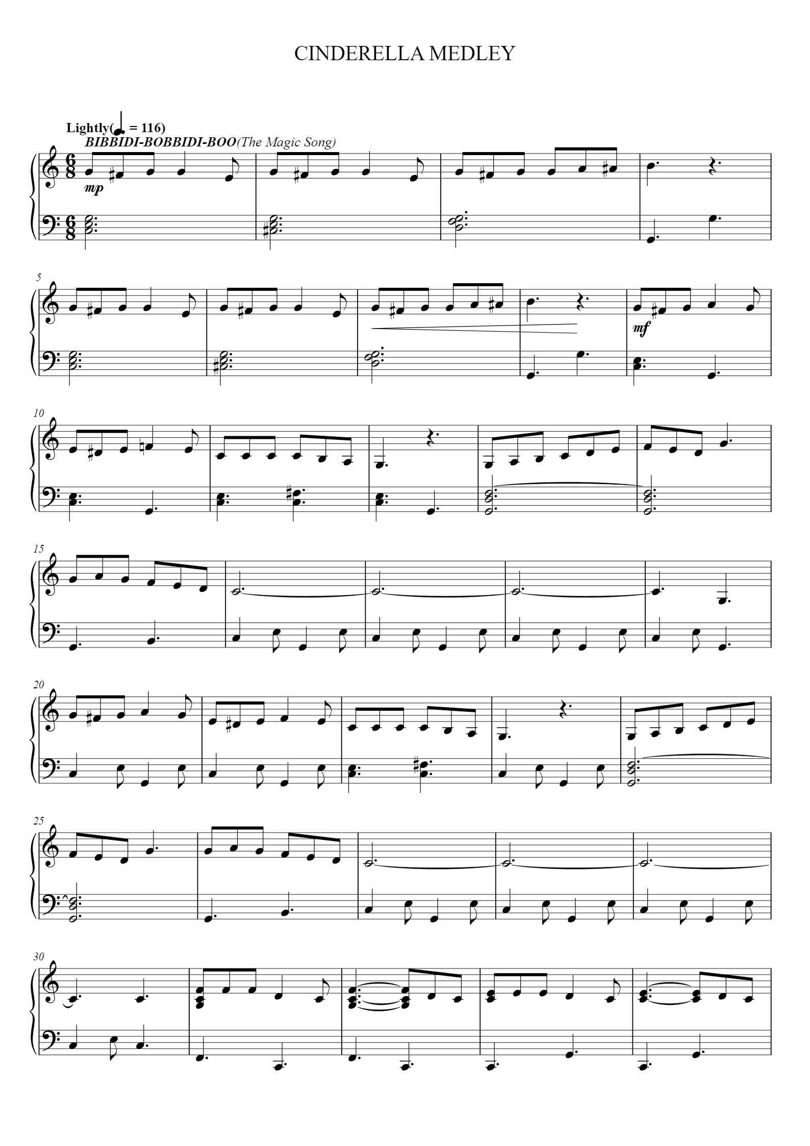 'Cinderella' - Piano Sheet Music By Words and Music by MACK DAVID, AL ...
