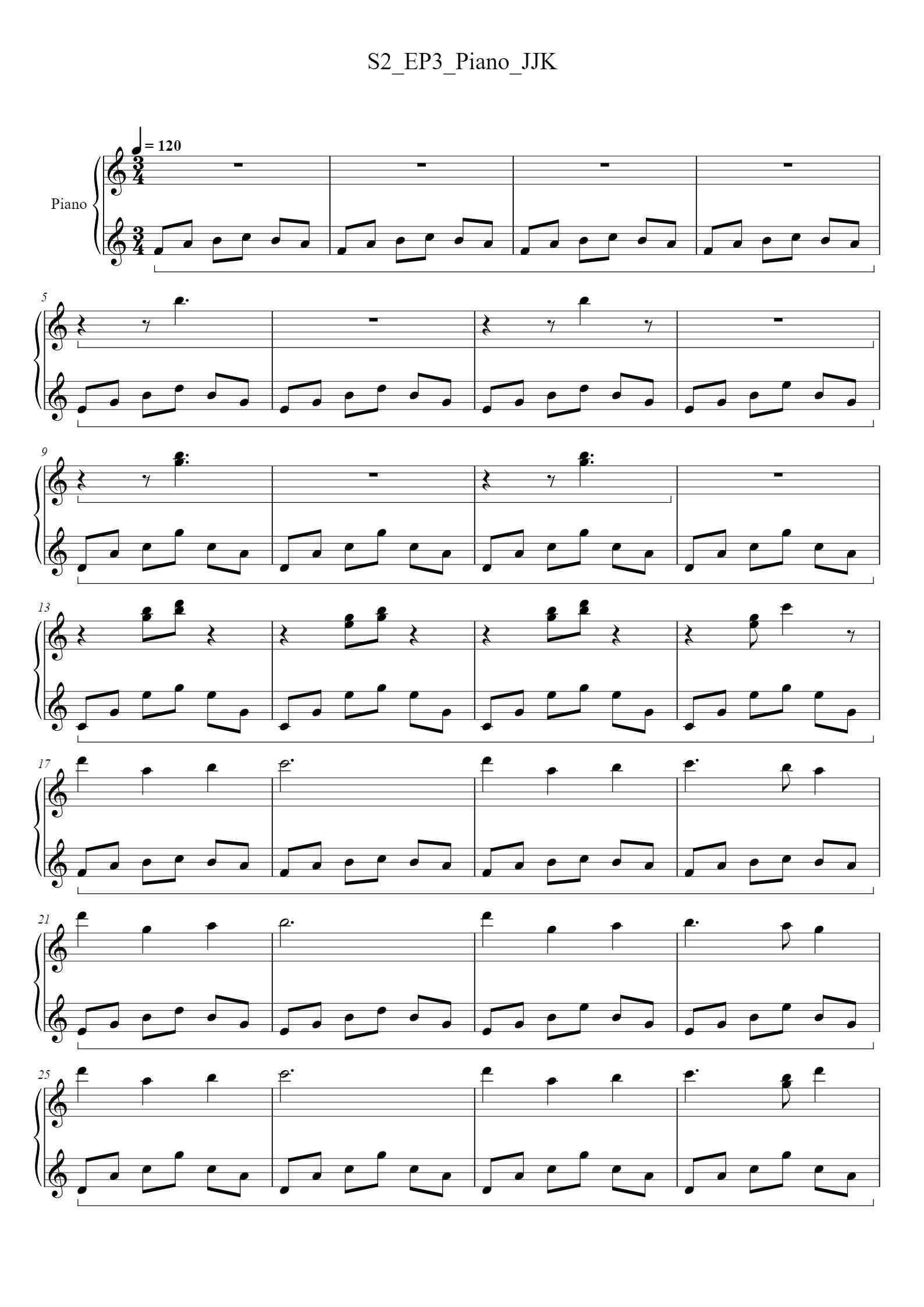 'S2_EP3_Piano_JJK' - Piano Sheet Music By xxx | TOPiano