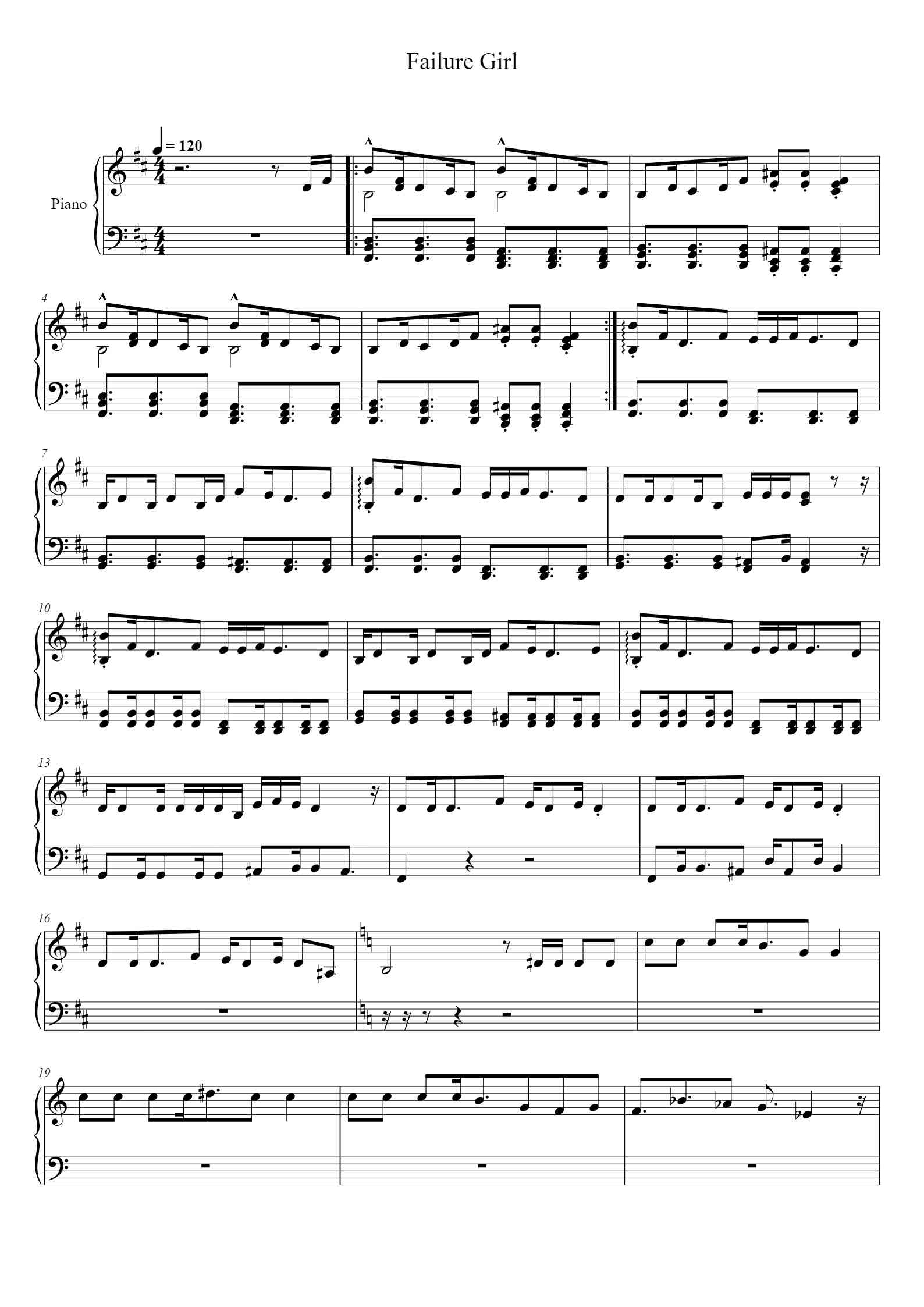 'Failure Girl' - Piano Sheet Music By Kairiki Bear | TOPiano