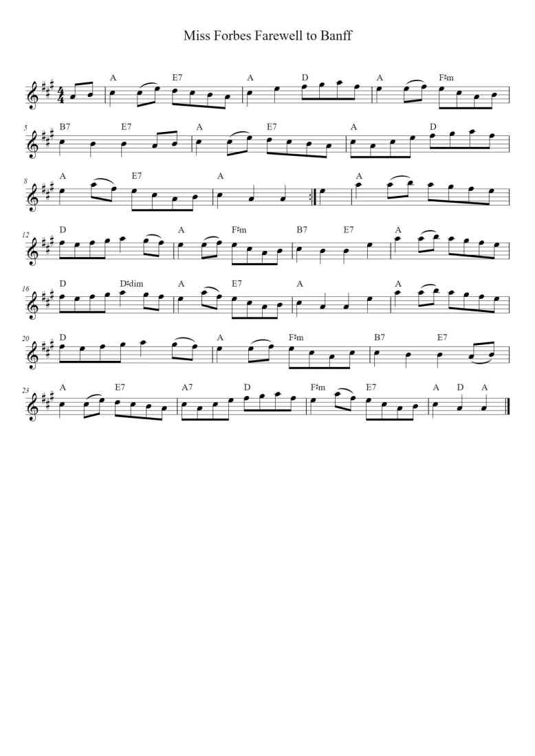 'Miss Forbes Farewell to Banff' - Piano Sheet Music By Joe Buchanan's ...