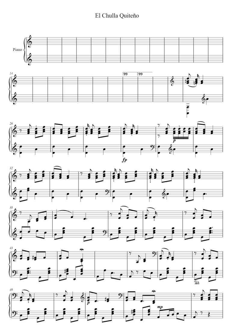 'El Chulla Quiteño' - Piano Sheet Music By xxx | TOPiano