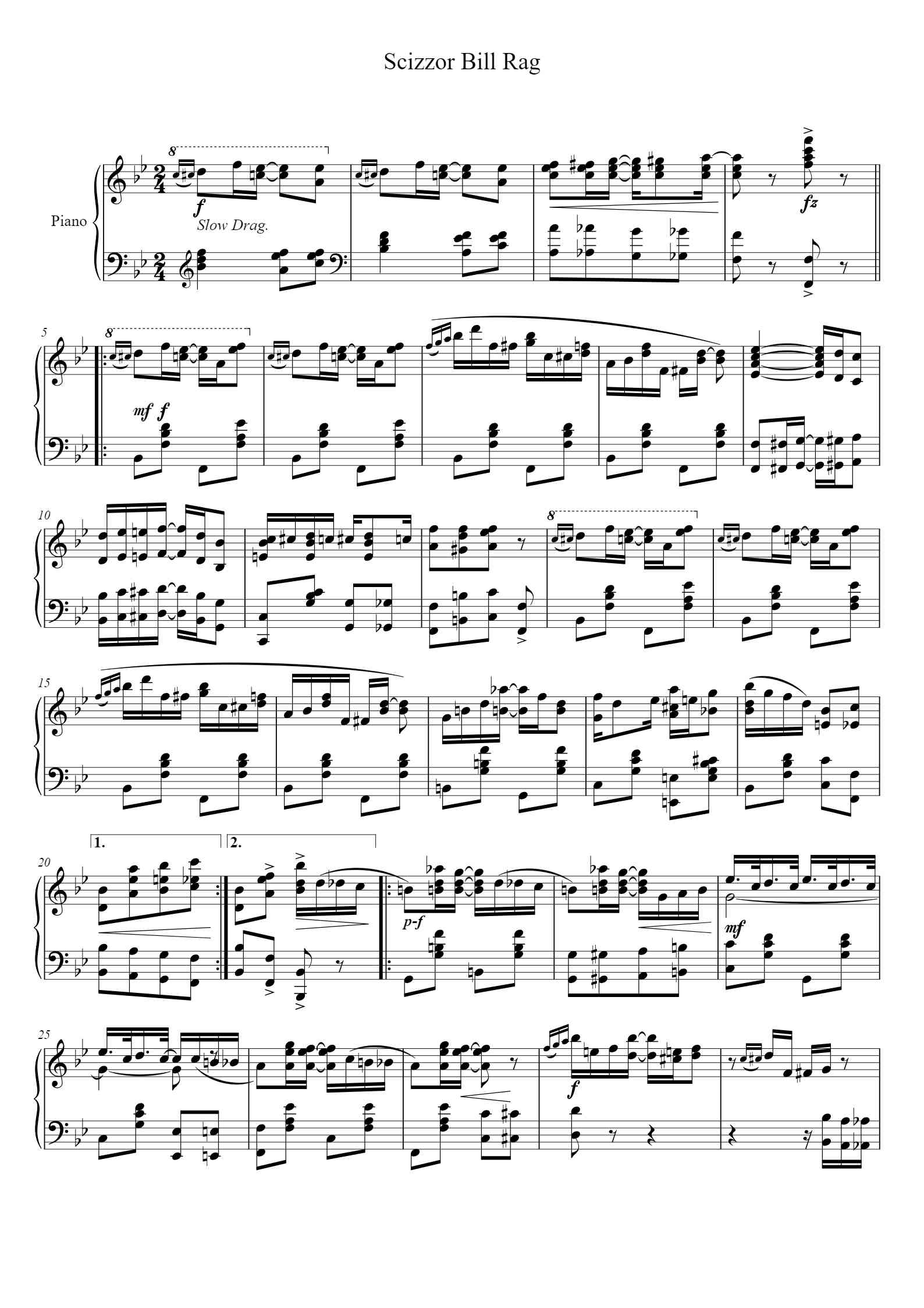 Scizzor Bill Rag钢琴谱 By Logan Sizemore 1909 Free Piano Sheet Music