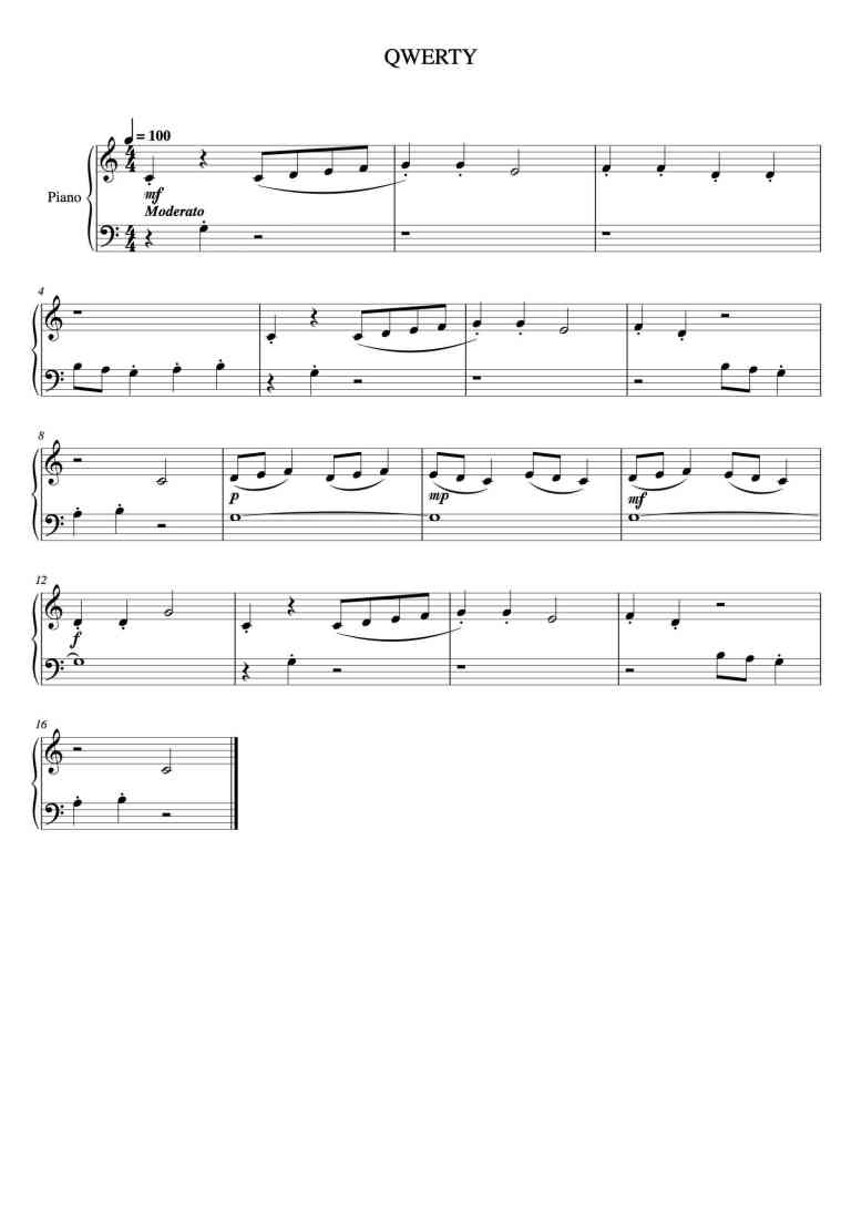 'QWERTY' - Piano Sheet Music By 佚名 | TOPiano