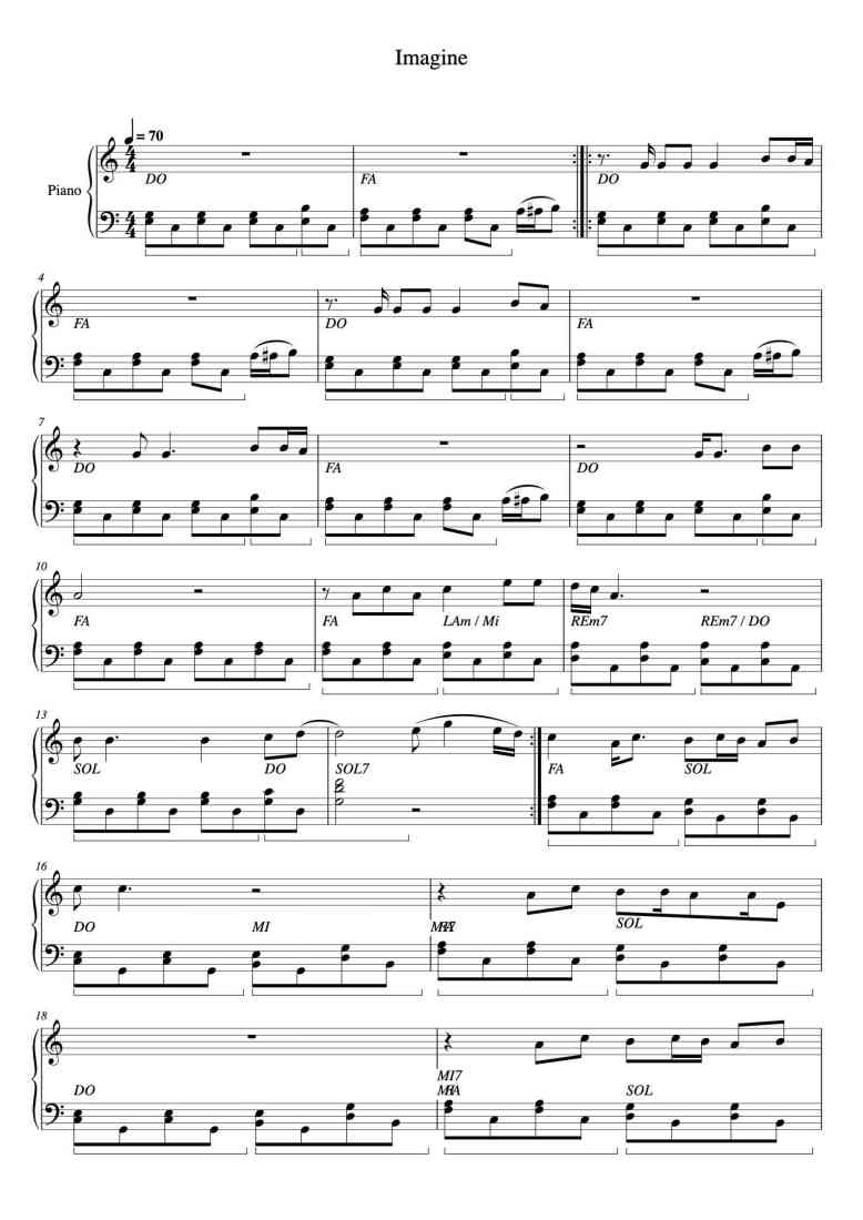 'Imagine' - Piano Sheet Music By John Lennon | TOPiano