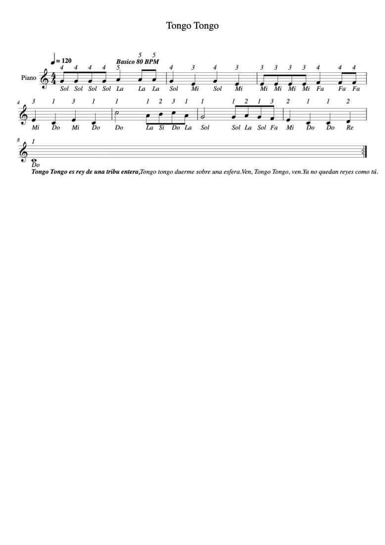 'Tongo Tongo' - Piano Sheet Music By Amilcar Rojas | TOPiano