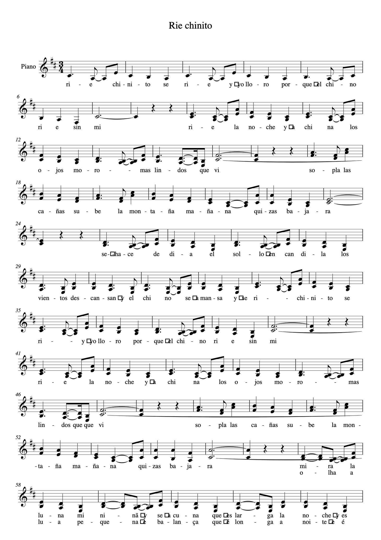 'Rie chinito' - Piano Sheet Music By Perotá Chingó | Nat & Juna | TOPiano
