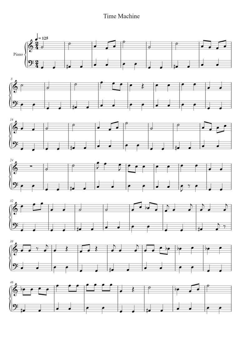 Time Machine钢琴谱 - waterflame - free piano sheet music - PiaNoproblem