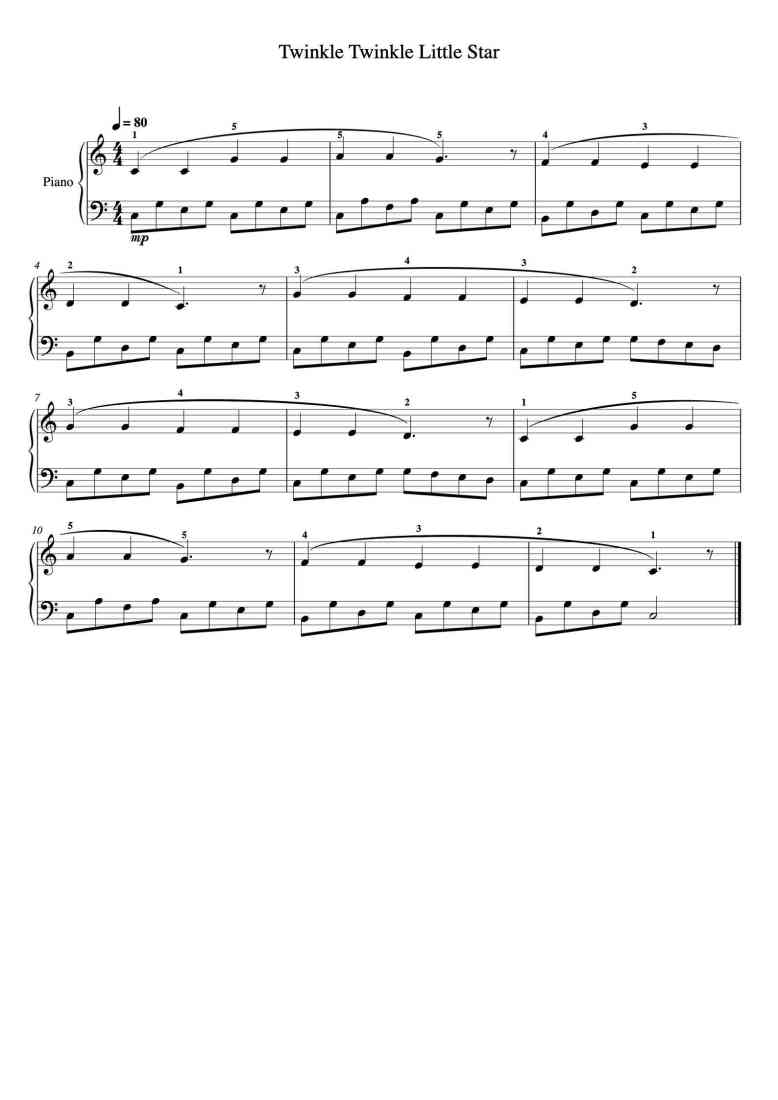 'Twinkle Twinkle Little Star' - Piano Sheet Music By Arr. Rosy Beltrán ...