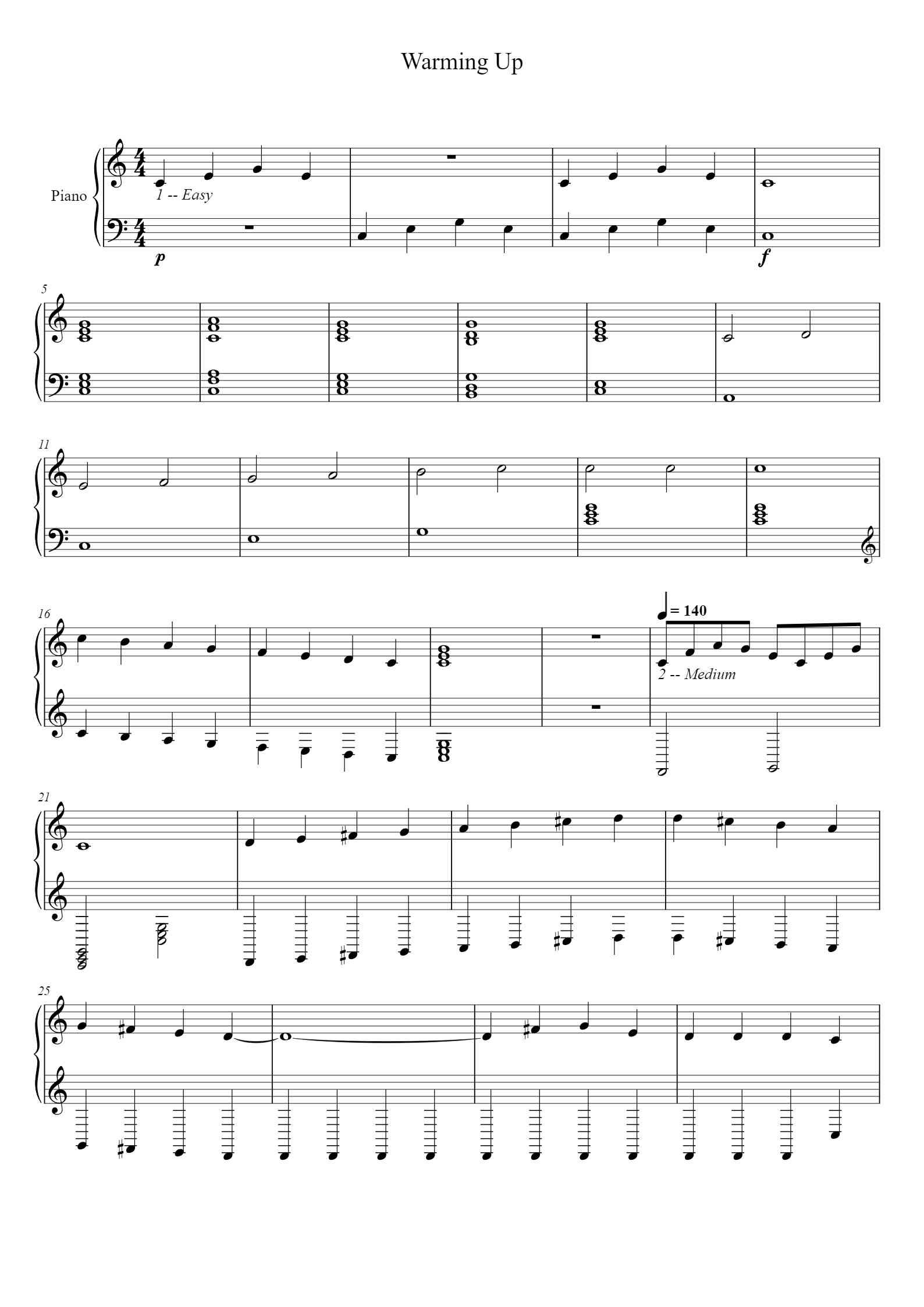 'Warming Up' - Piano Sheet Music By Thompvia | TOPiano