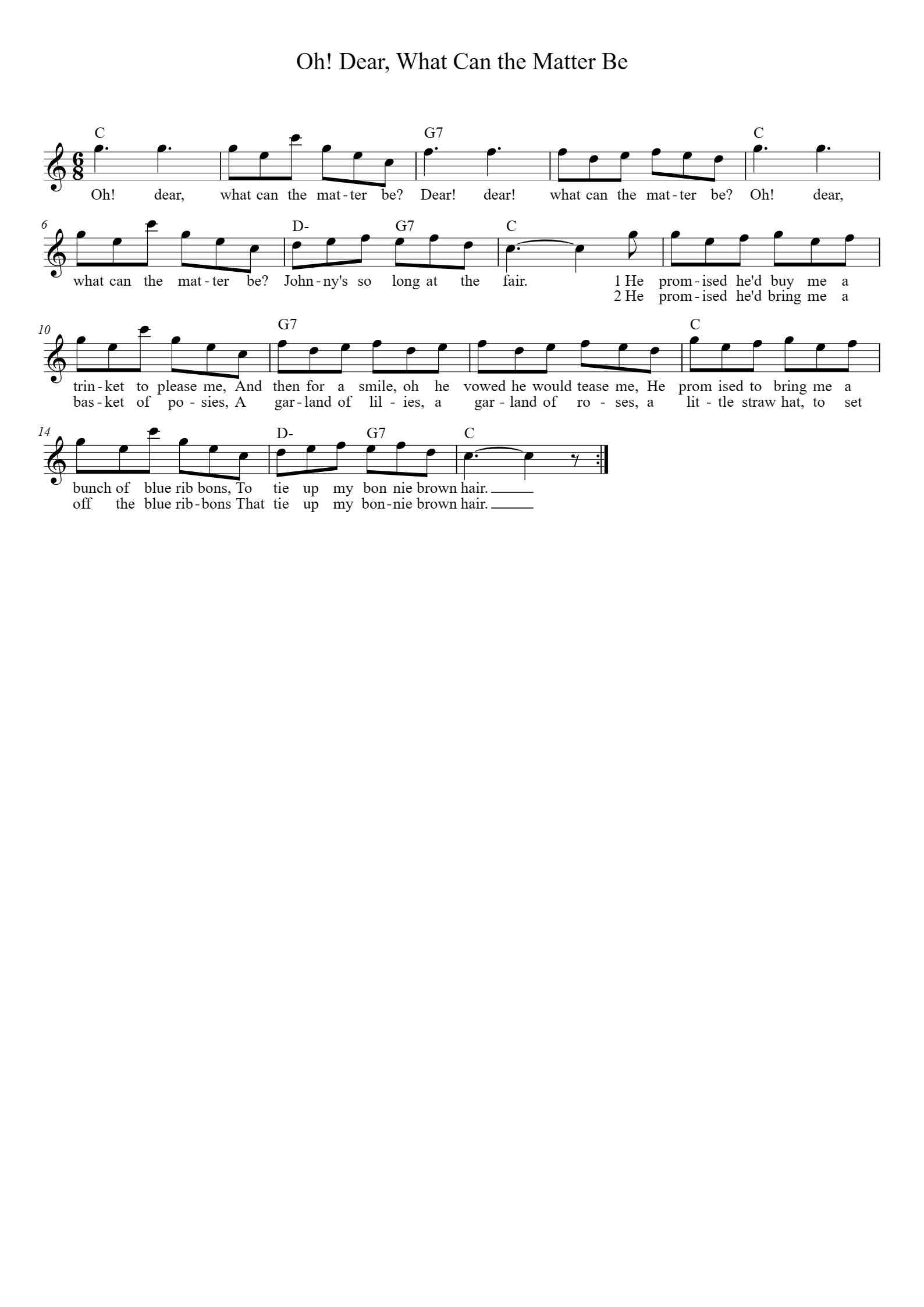 Oh! Dear, What Can the Matter Be钢琴谱 - - free piano sheet music ...
