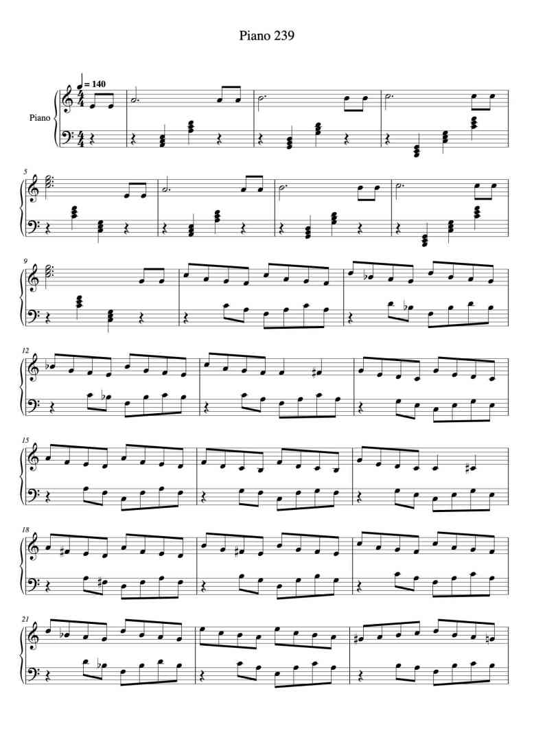 'Piano 239' - Piano Sheet Music By xxx | TOPiano