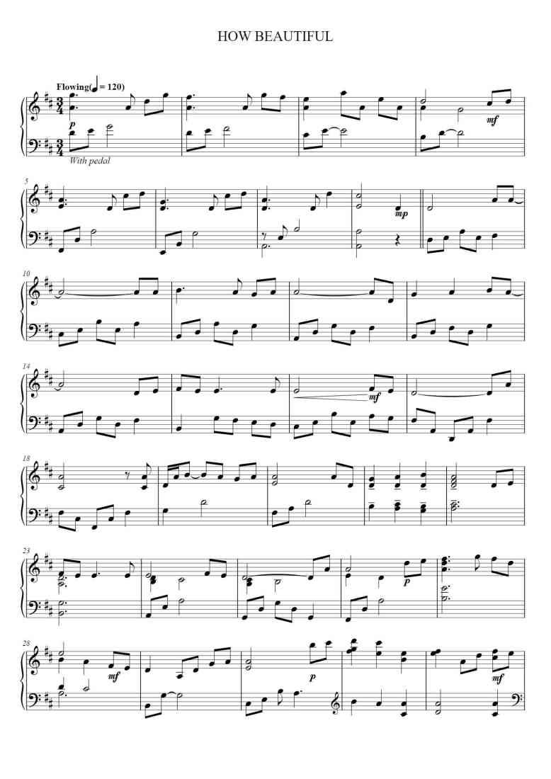 'How Beautiful' - Piano Sheet Music By Words and Music by TWILA PARIS ...