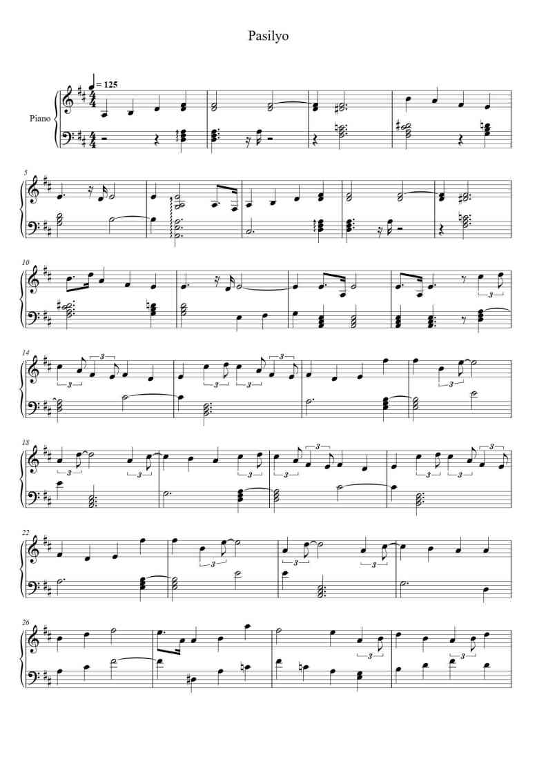 'Pasilyo' - Piano Sheet Music By arranged by sook | TOPiano