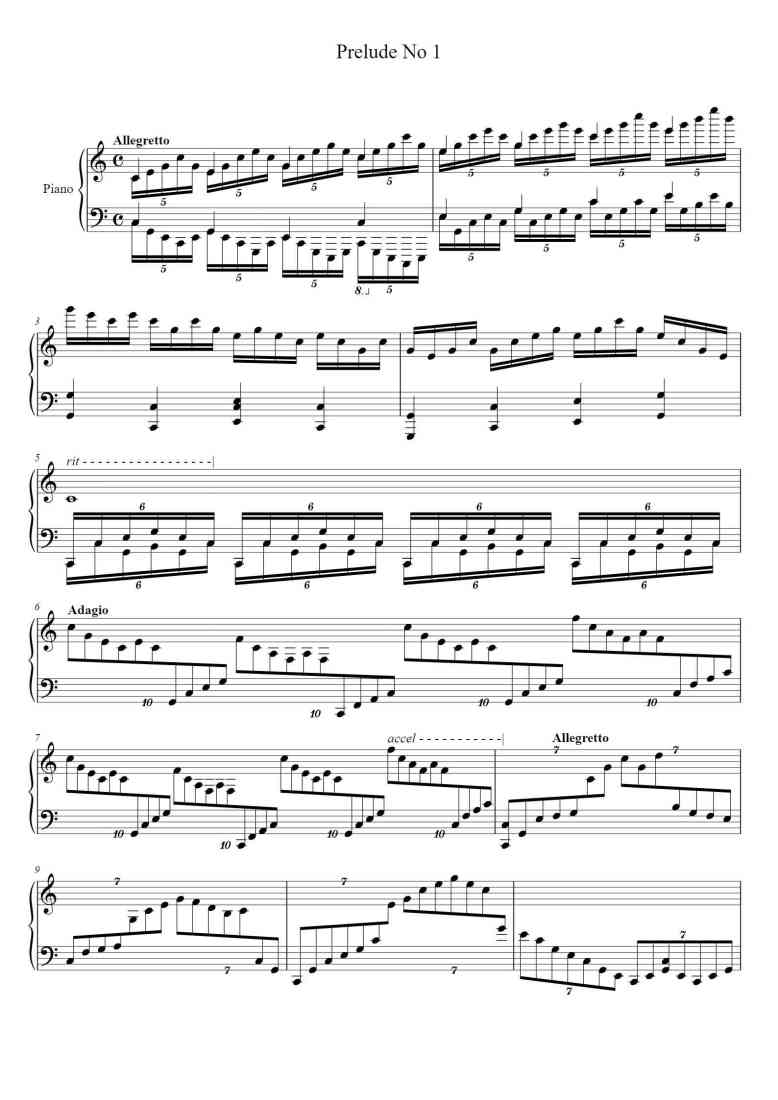 'Prelude No. 1 in C Major, BWV 846 (Book I)' - Piano Sheet Music By ...