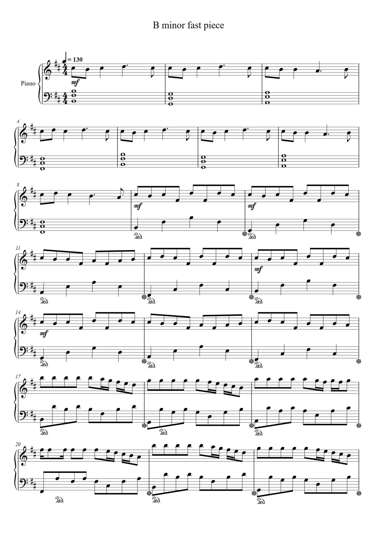 'B Minor Fast Piece' - Piano Sheet Music By Pieter Baens | TOPiano
