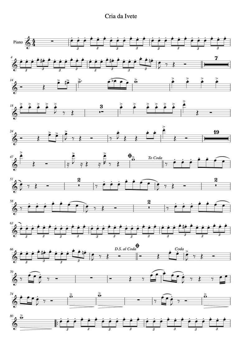 'Cria da Ivete' - Piano Sheet Music By Ivete Sangalo | TOPiano