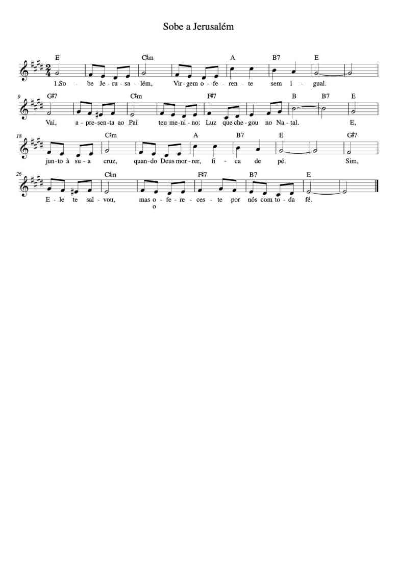 'Sobe a Jerusalém' - Piano Sheet Music By L: D. Carlos A. Navarro M: Waldeci Farias | TOPiano