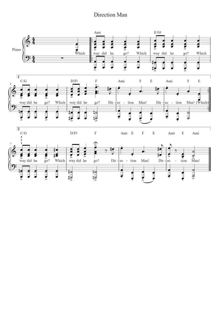 'Direction Man' - Piano Sheet Music By Scott Warren | TOPiano