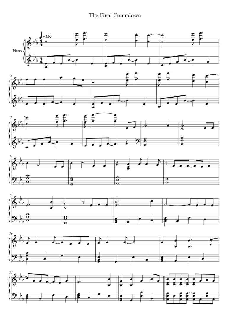 'The Final Countdown' - Piano Sheet Music By &AUDITION Arr. by Kimchi /キムチちゃん | TOPiano
