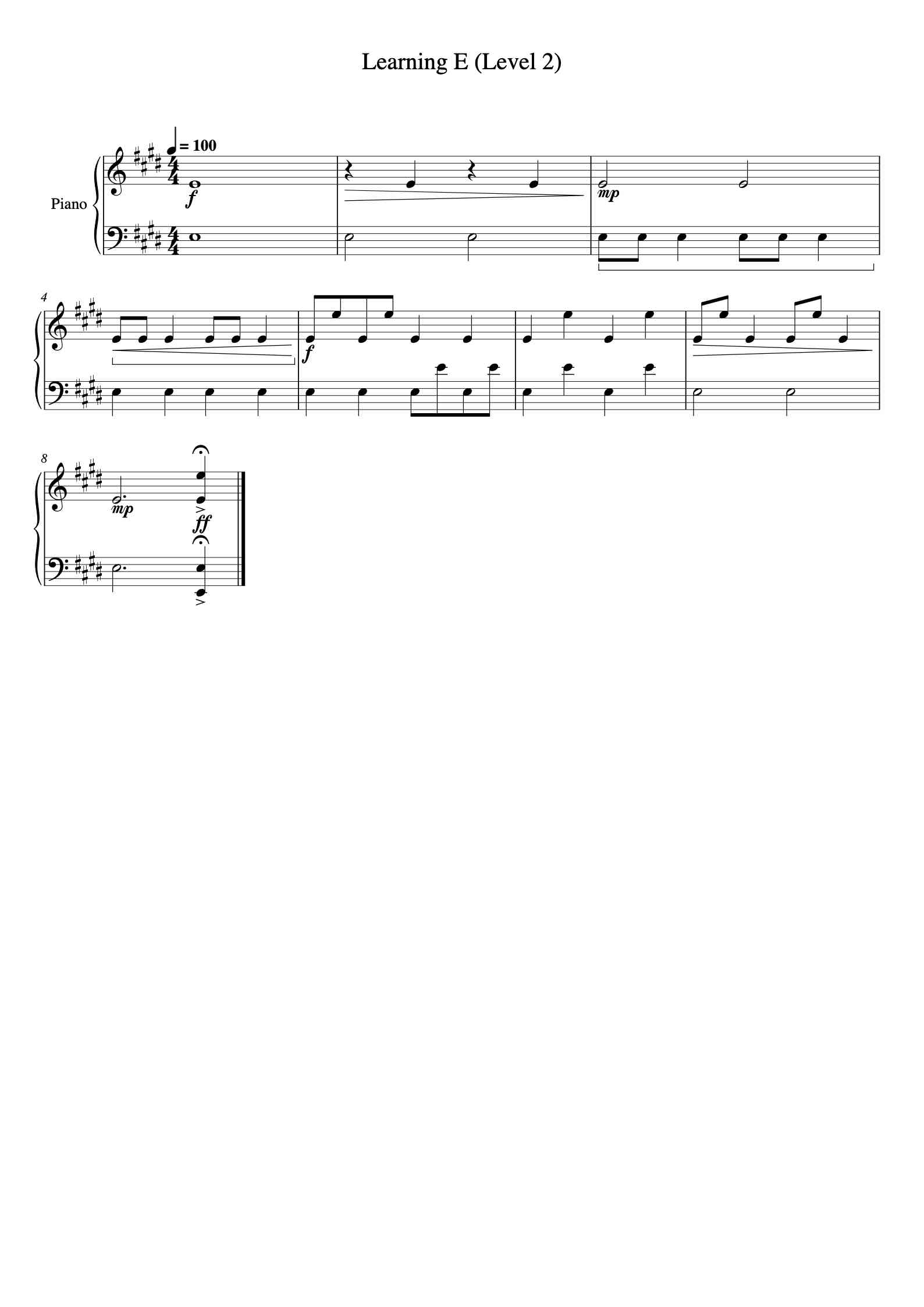 'Learning E (Level 2)' - Piano Sheet Music By Ian | TOPiano