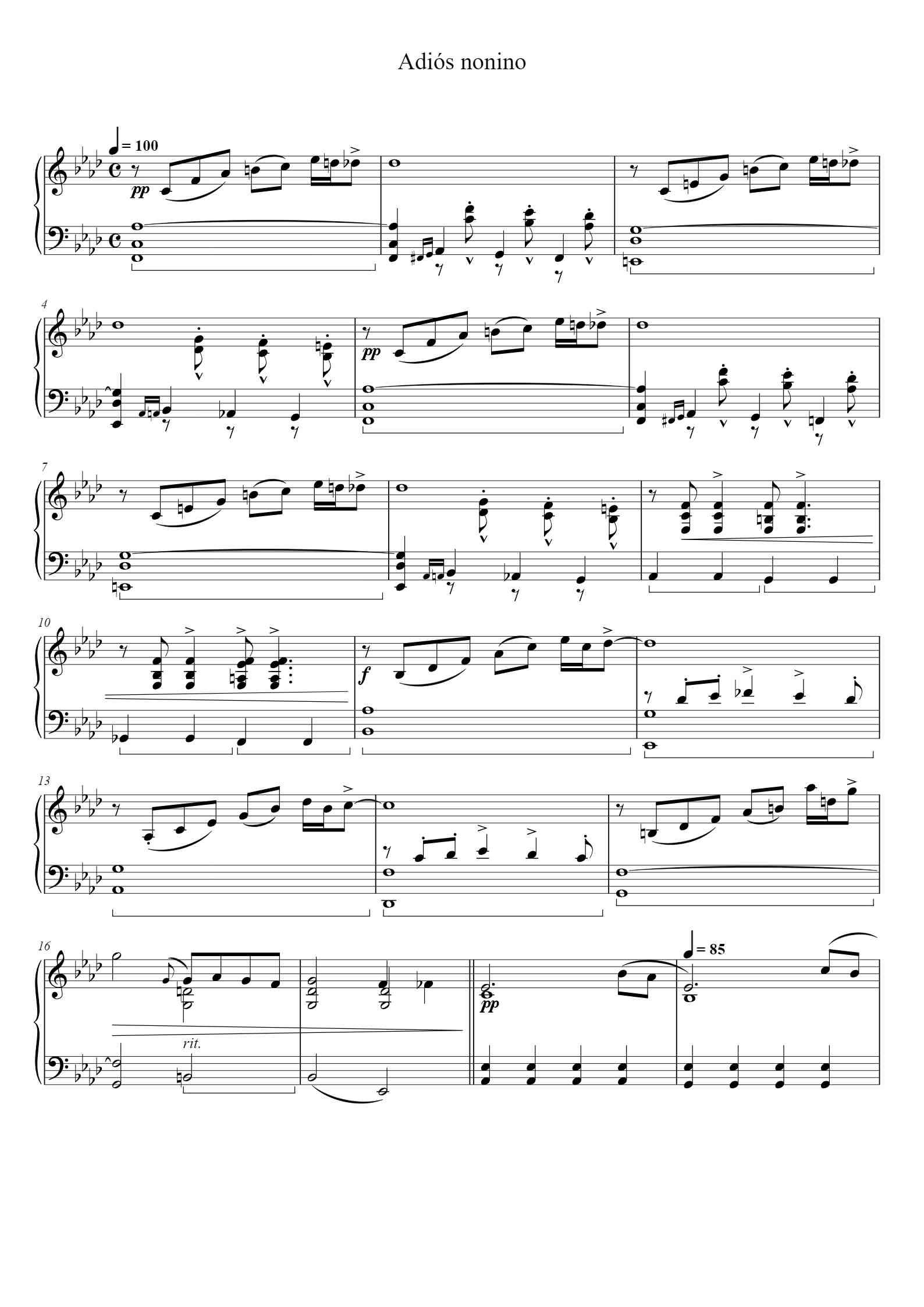 'Adiós nonino' - Piano Sheet Music By Astor Piazzolla | TOPiano