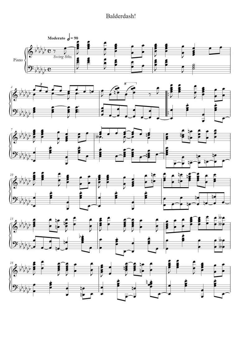 Balderdash!钢琴谱 - Tom Brier https://musescore.com/user/19465036/scores/5158493 Transcribed from ...