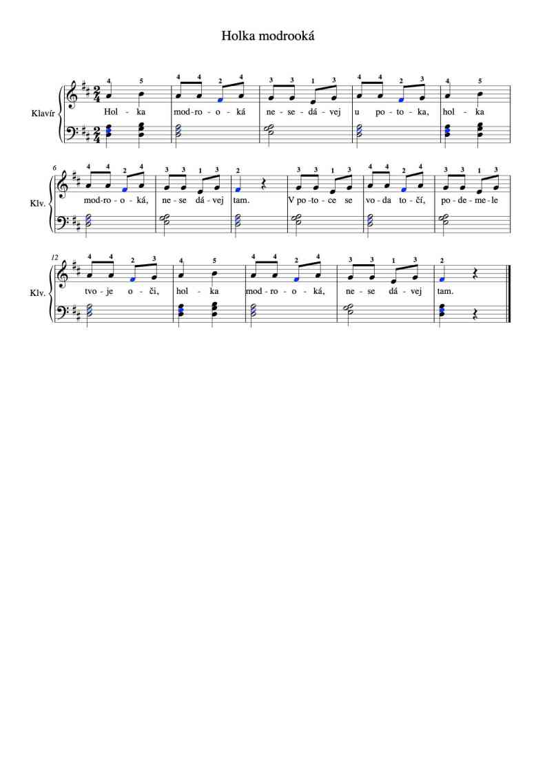 'Holka modrooká' - Piano Sheet Music By lidová | TOPiano