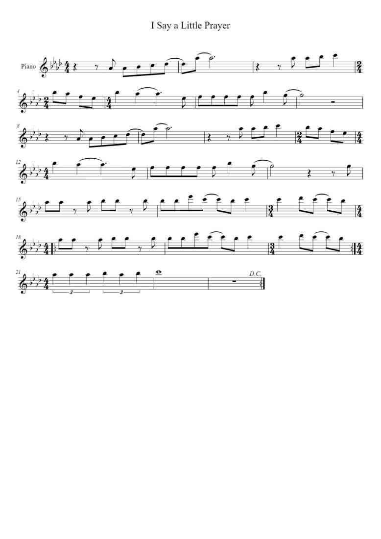 'I Say a Little Prayer' - Piano Sheet Music By Aretha Franklin | TOPiano