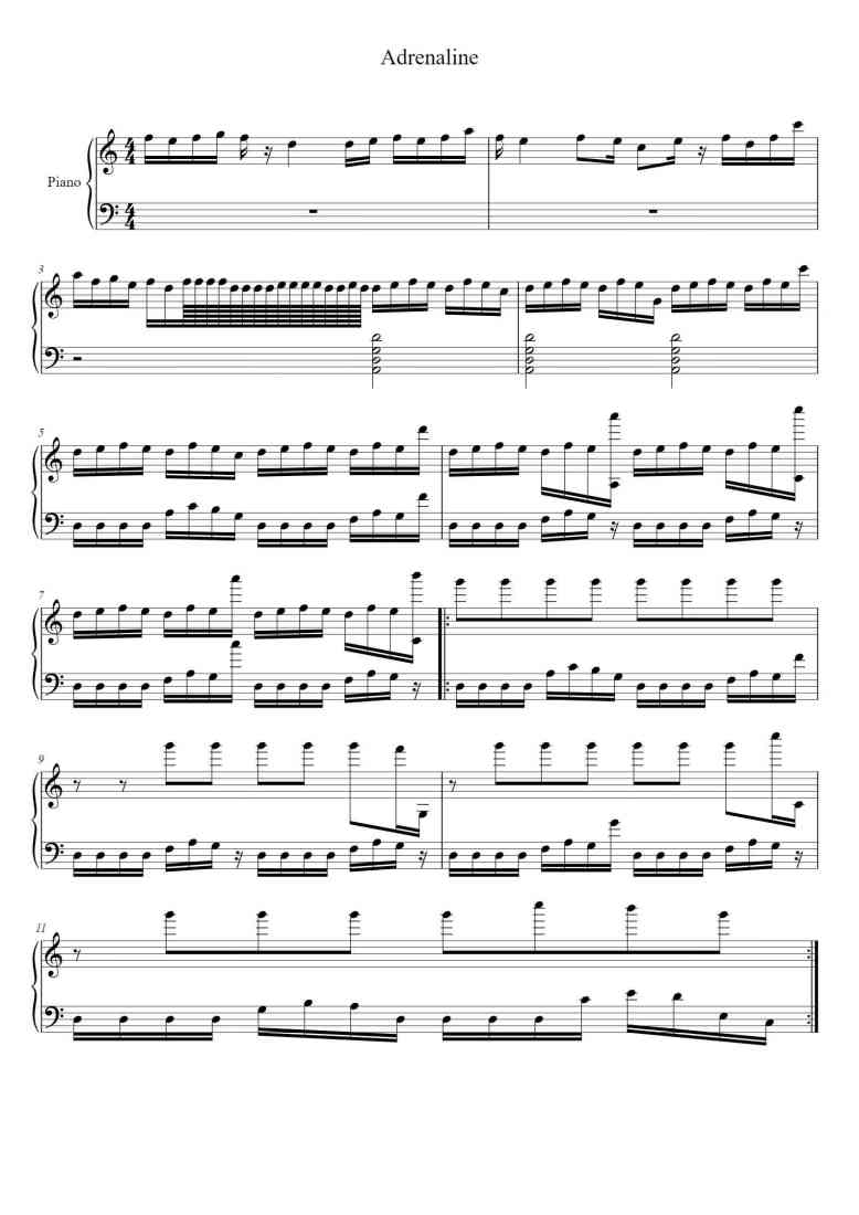 'Adrenaline' - Piano Sheet Music By Hughsil | TOPiano
