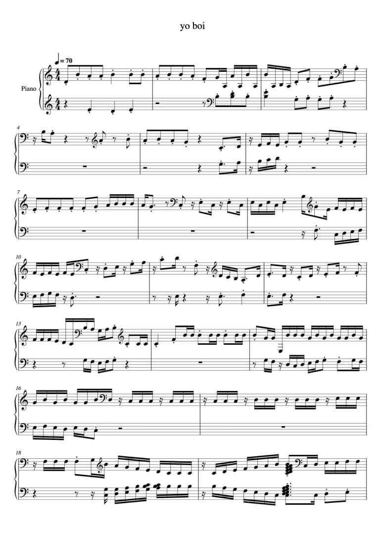 'yo boi' - Piano Sheet Music By xxx | TOPiano