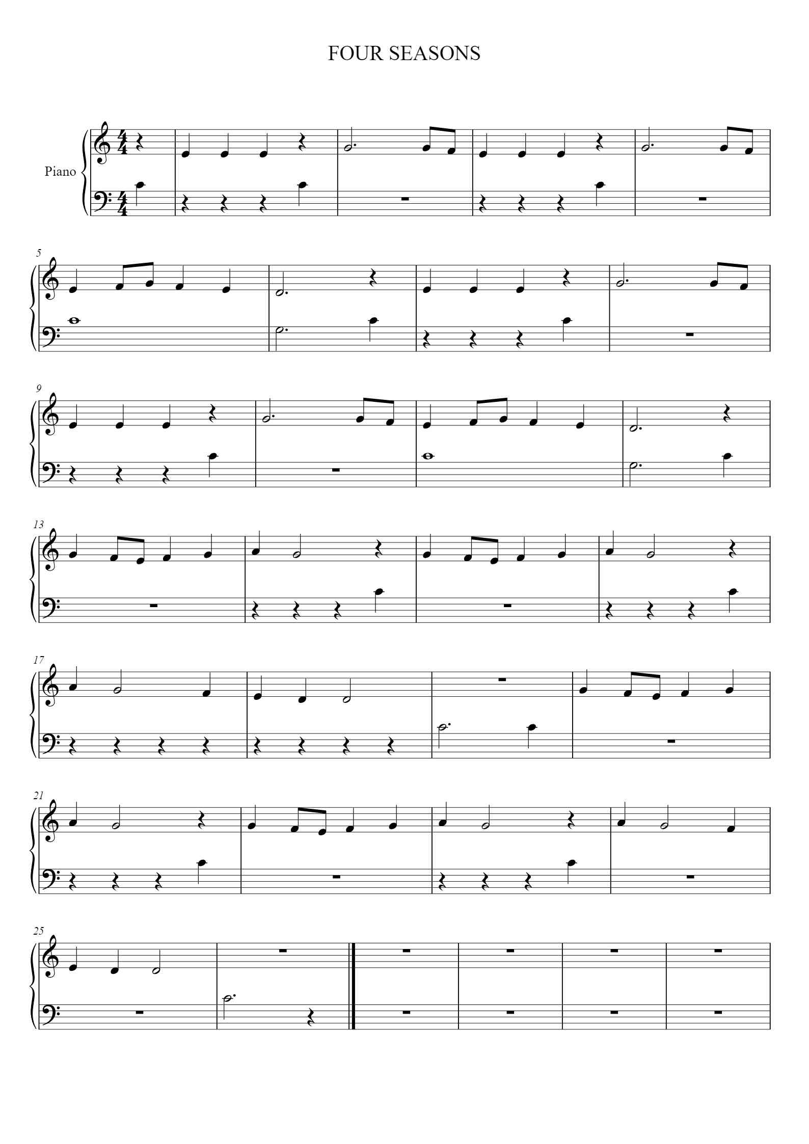 'FOUR SEASONS' - Piano Sheet Music By KORAYDO?AN | TOPiano