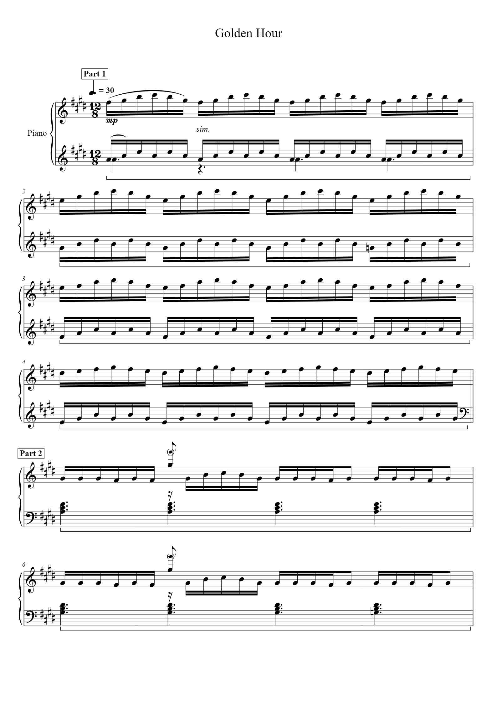 'Golden Hour' - Beginner Piano Sheet Music by Music and Lyrics by JVKE ...