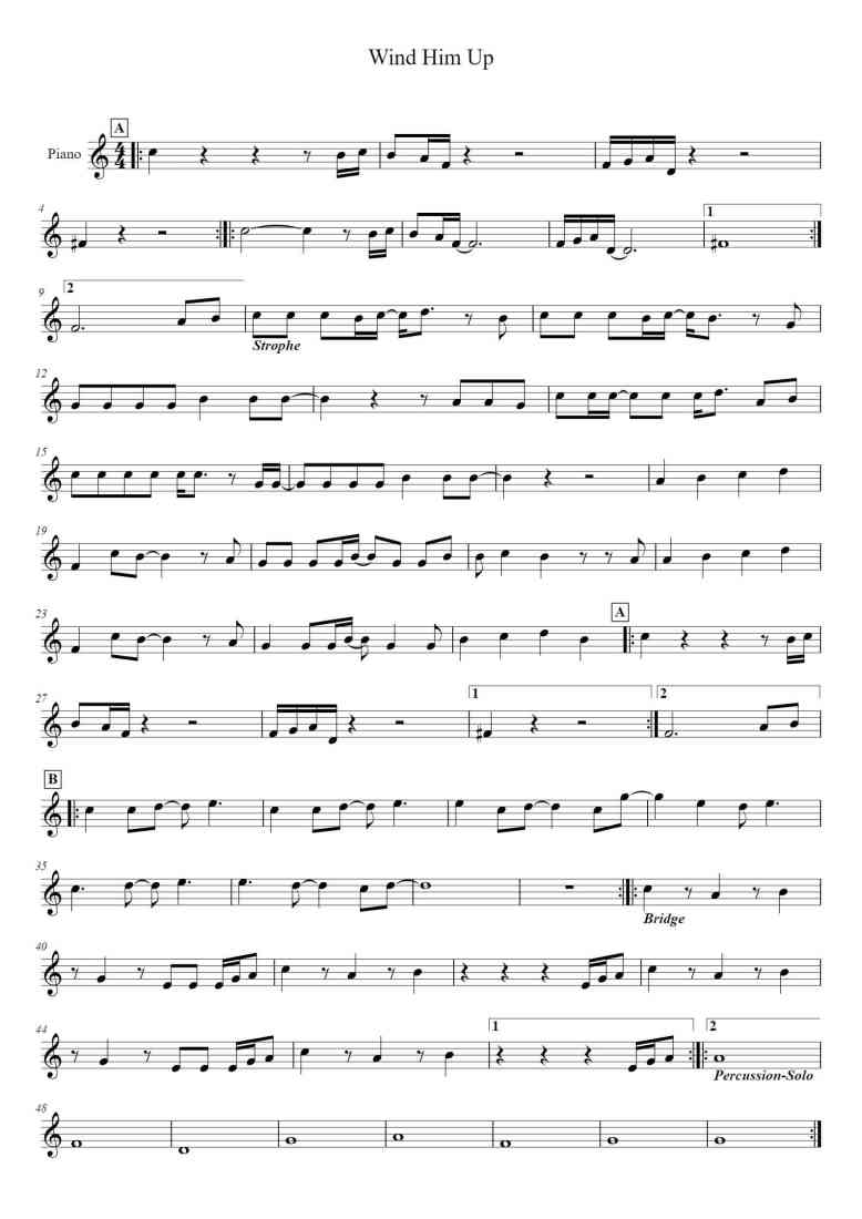 'Wind Him Up' - Piano Sheet Music By SAGA | TOPiano
