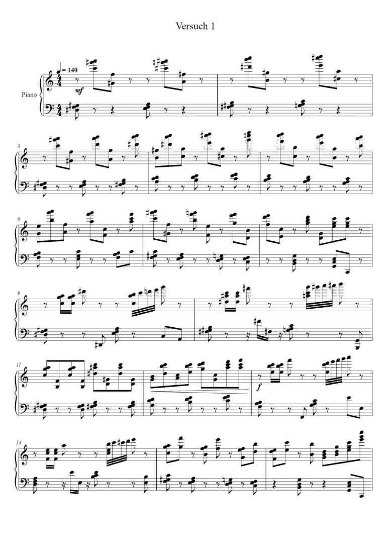 'Versuch_1' - Piano Sheet Music By Jorriel Toursnoah | TOPiano