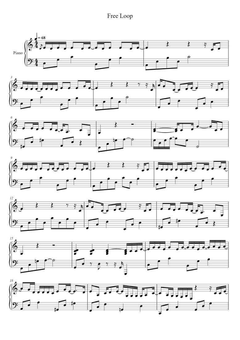 Free Loop -Daniel Powter钢琴谱 - Daniel Powter - free piano sheet music ...