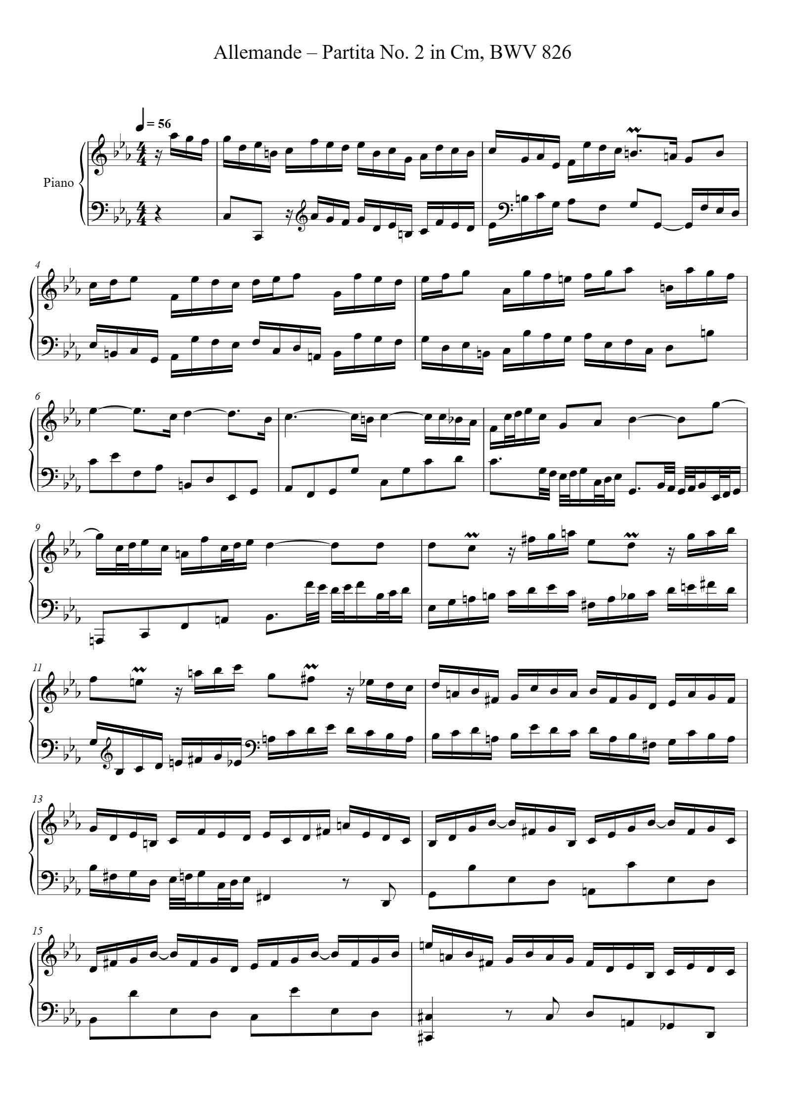 Learning Johann Sebastian Bach's "Allemande – Partita No. 2 in Cm, BWV ...