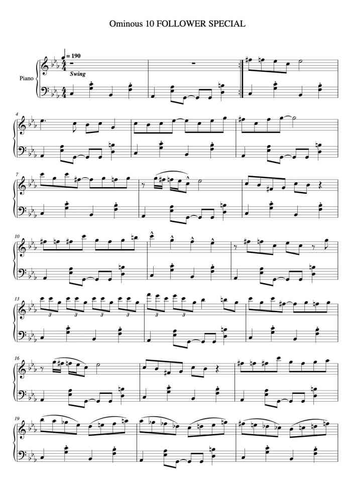 Ominous 10 FOLLOWER SPECIAL钢琴谱 - Matthew Tokheim, Matthias Djveitmanndajenth - free piano sheet ...