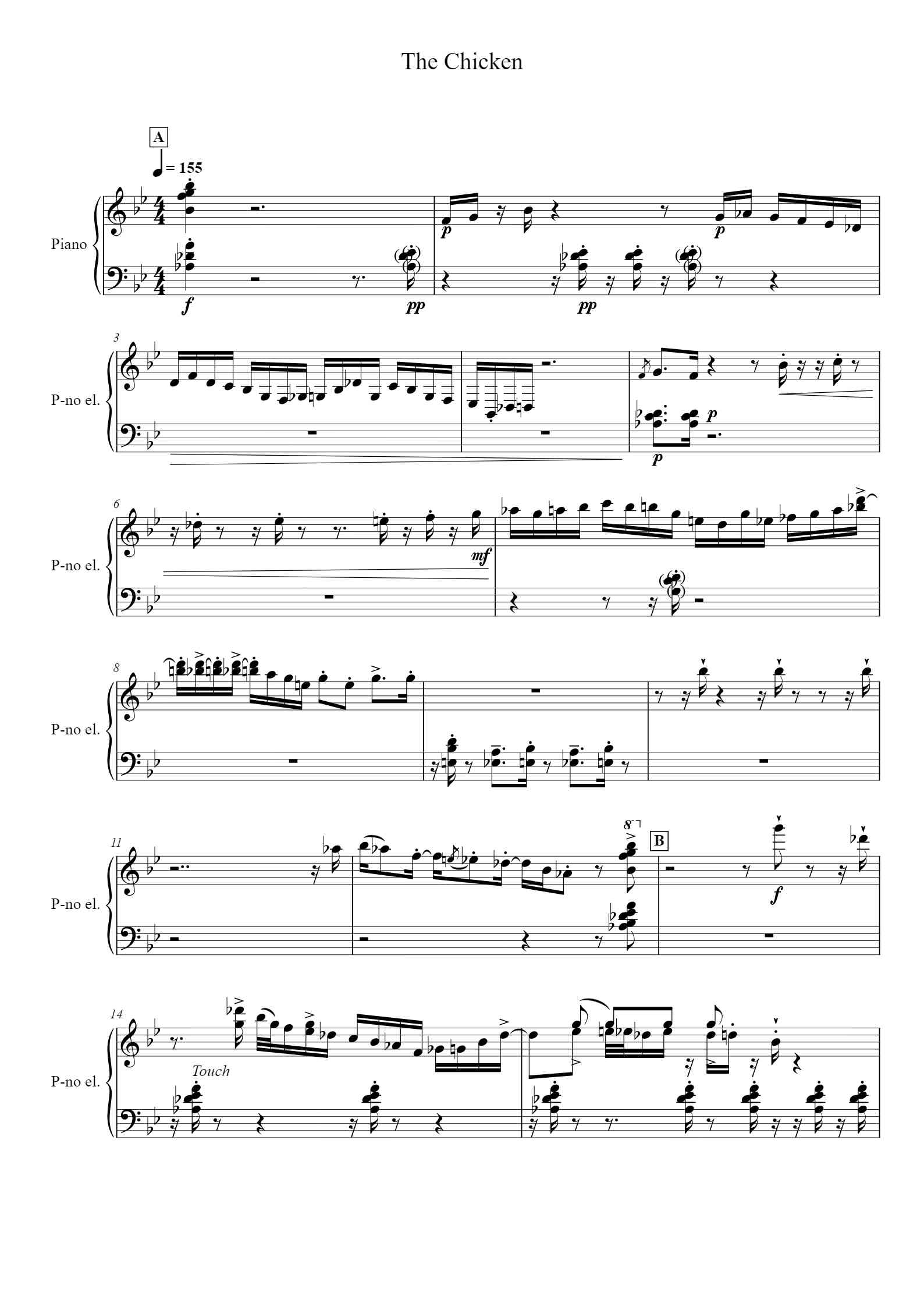 'The Chicken' - Piano Sheet Music By Written by: Pee Wee Ellis Arr ...