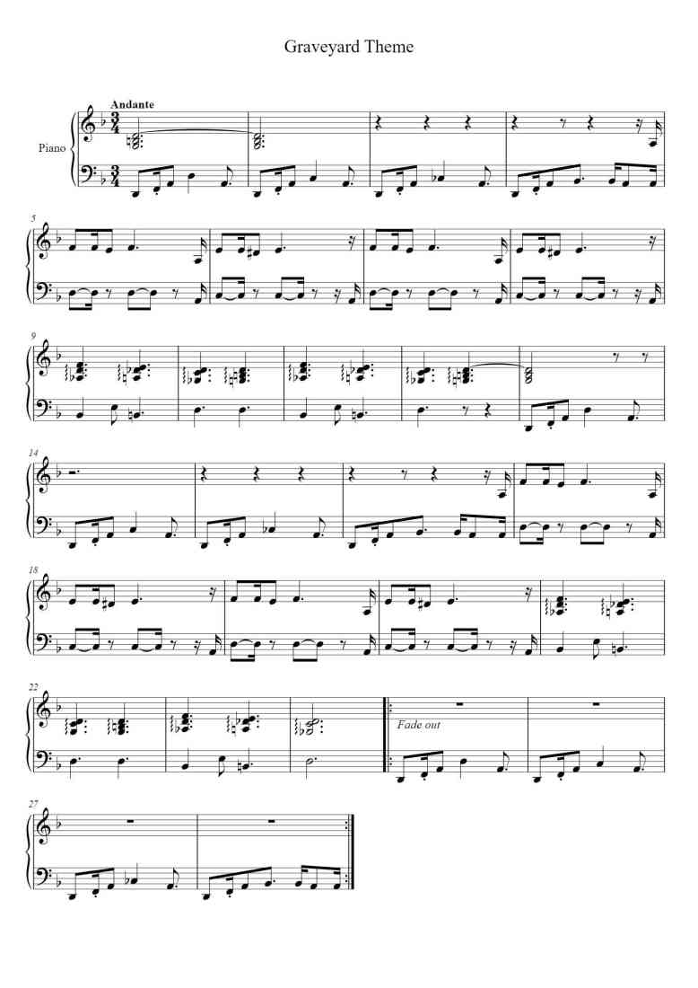 'Graveyard Theme' - Piano Sheet Music By Vince Guaraldi | TOPiano