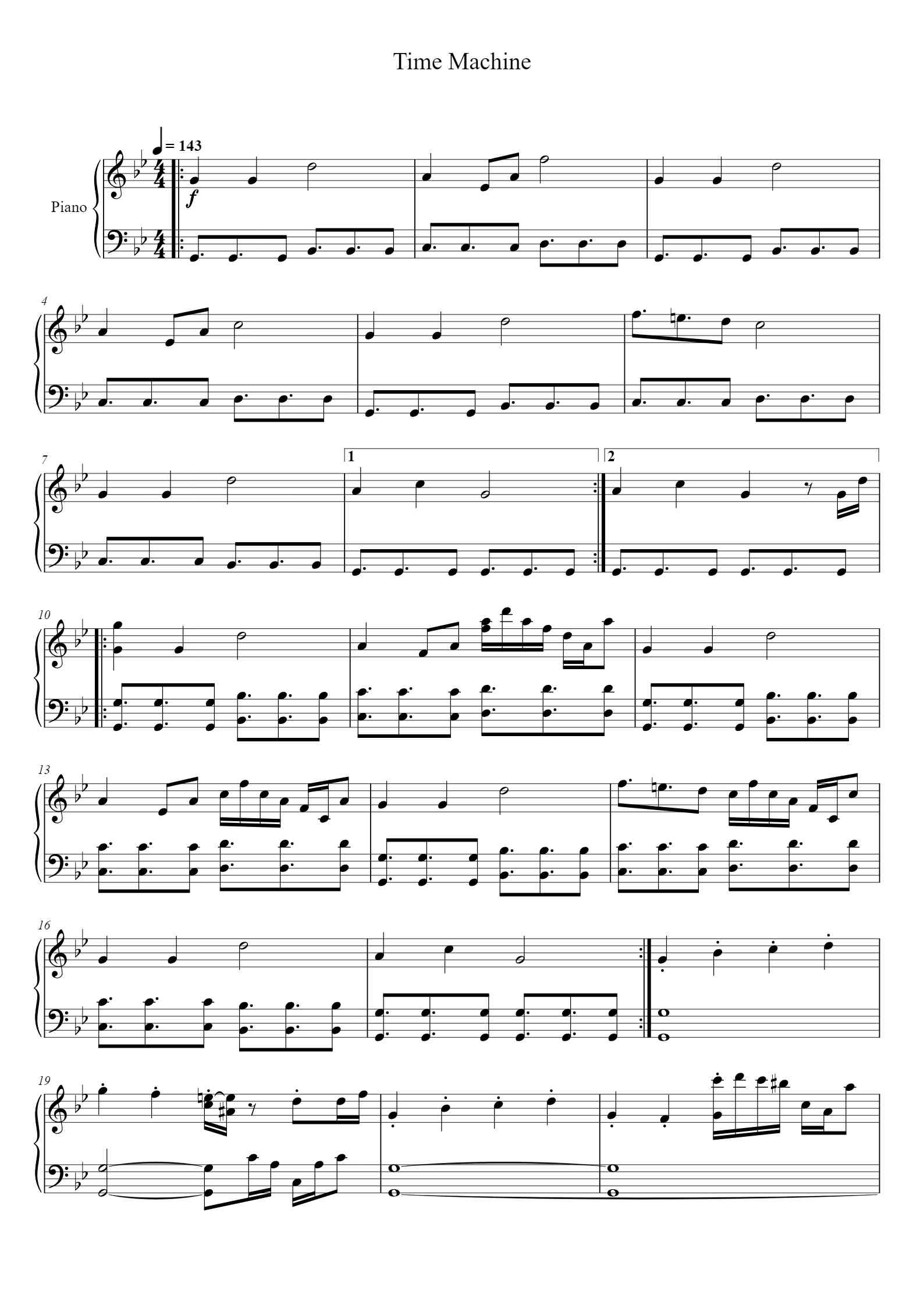 Time Machine钢琴谱 - Waterflame - free piano sheet music - PiaNoproblem