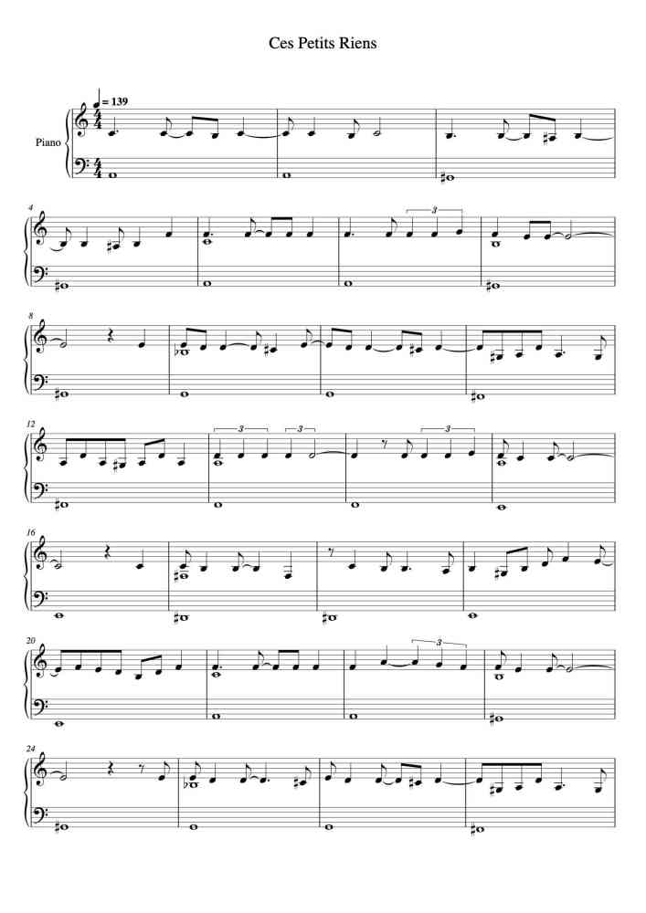 Ces Petits Riens钢琴谱 - Serge Gainsbourg - free piano sheet music ...