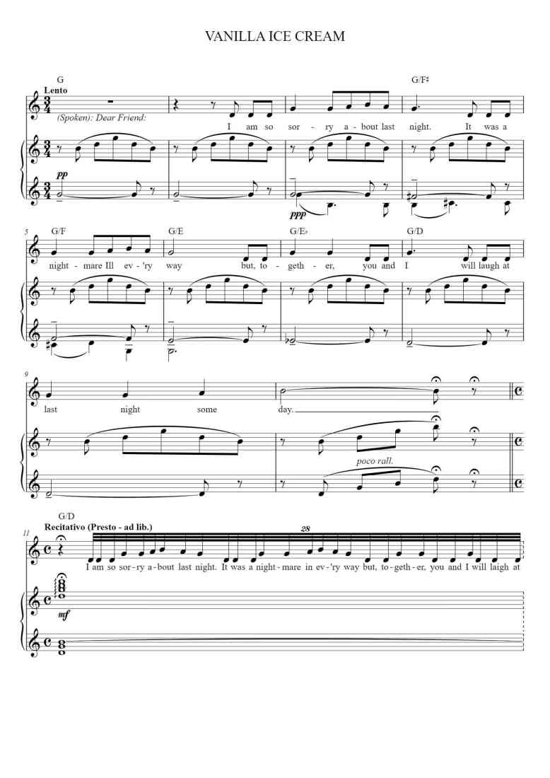 'VANILLA ICE CREAM' - Piano Sheet Music By Music by JERRY BOCK | TOPiano