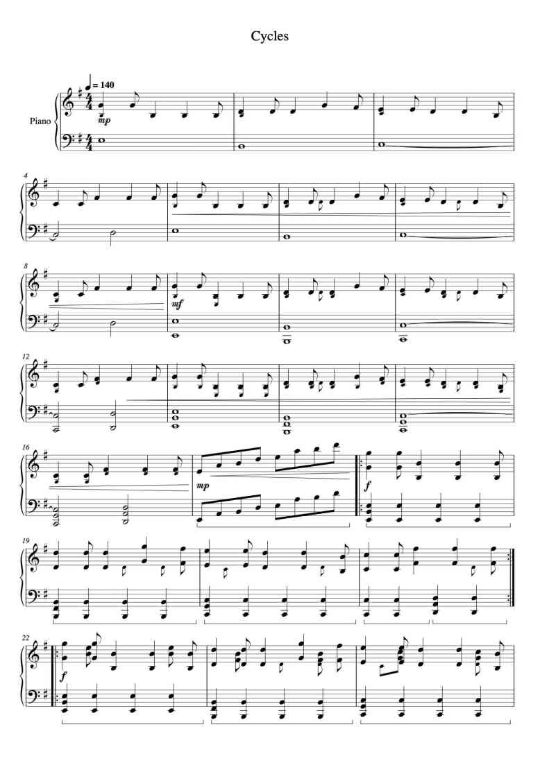 'Cycles' - Piano Sheet Music By DJVI | TOPiano